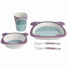 Coffret repas en bambou Hippopotame (5 pièces) - Walking Mum