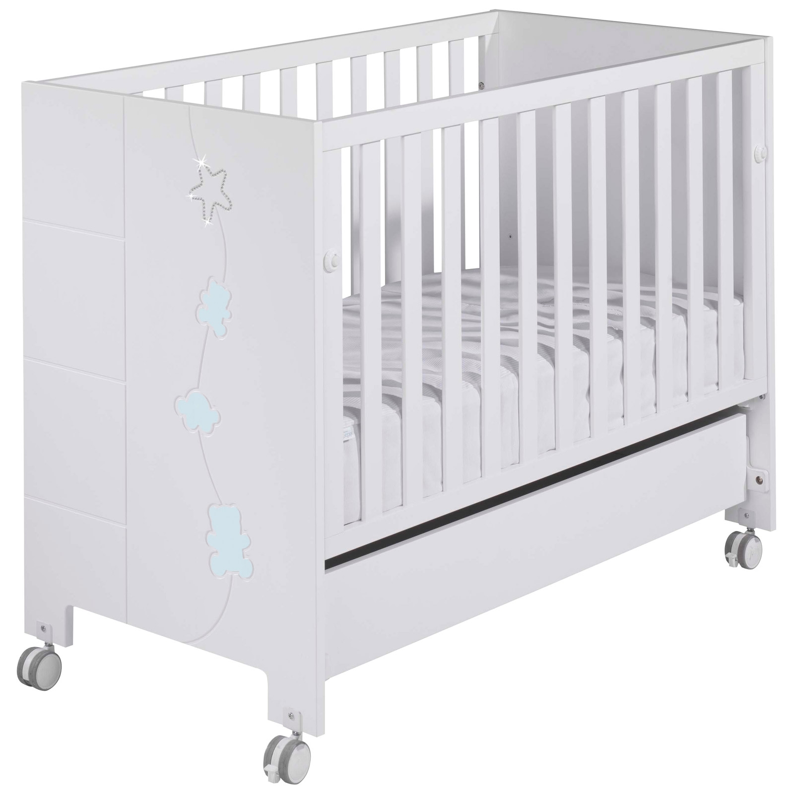 Lit avec sommier inclinable Juliette blanc et bleu (60 x