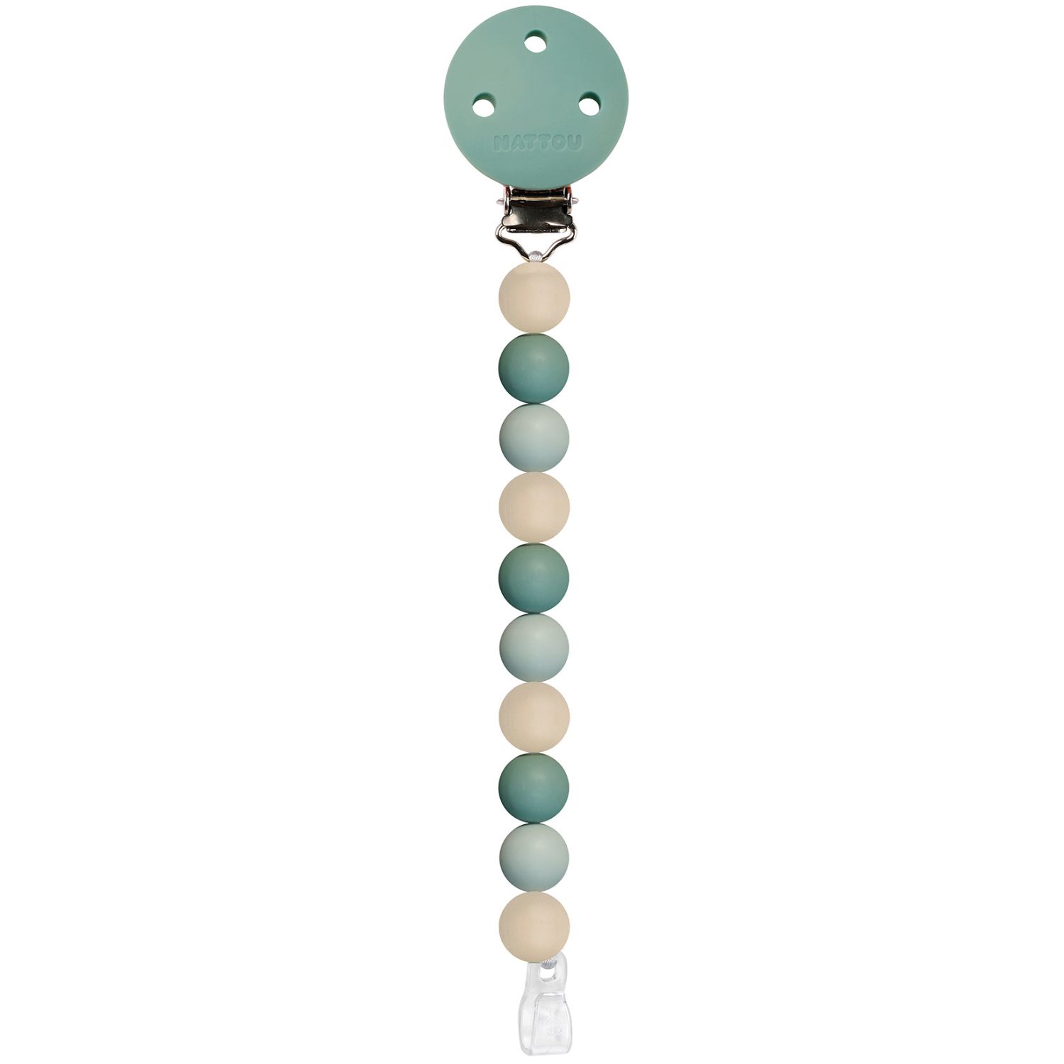 Attache sucette en silicone vert-beige-sauge - Nattou