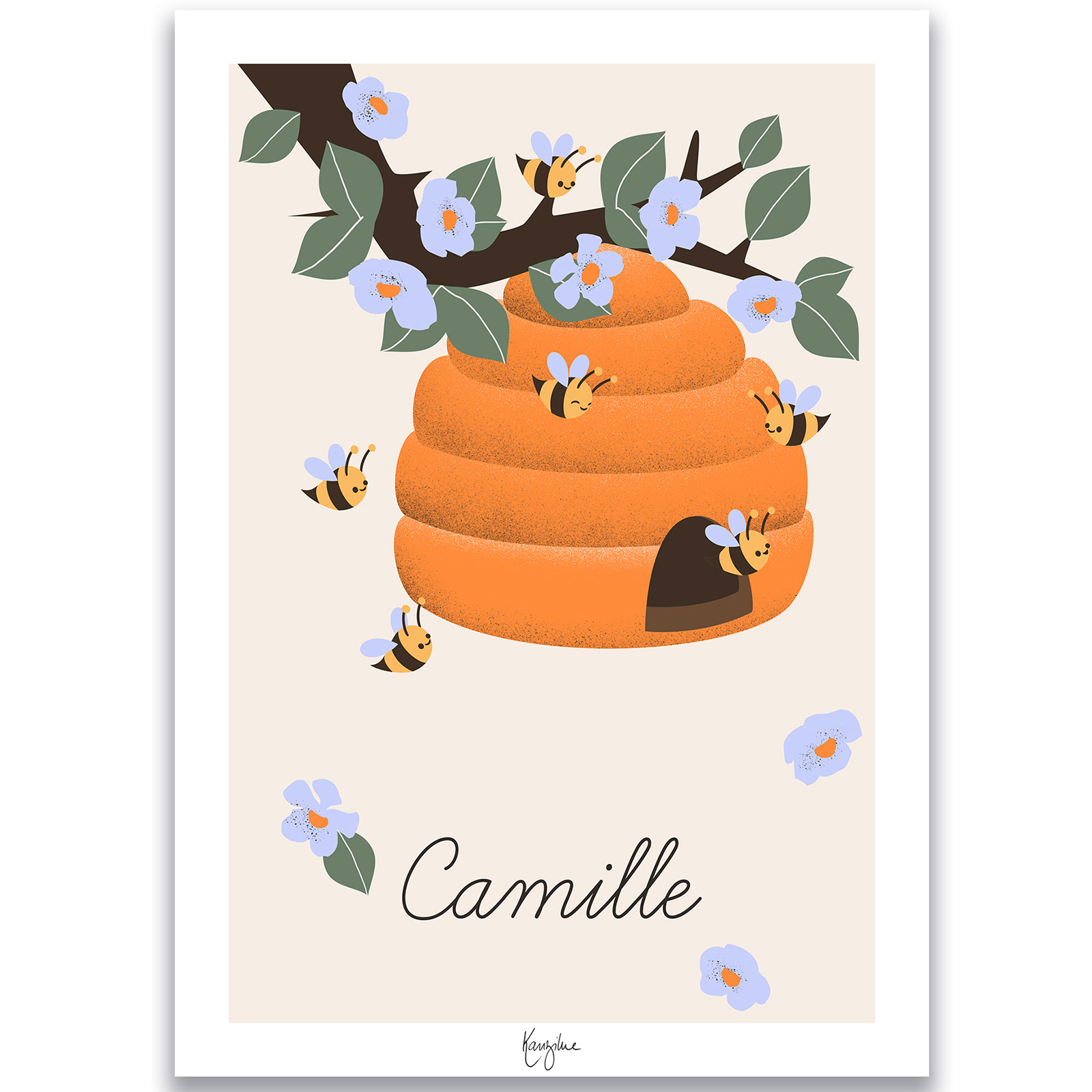 Affiche A3 Les abeilles (personnalisable) - Kanzilue
