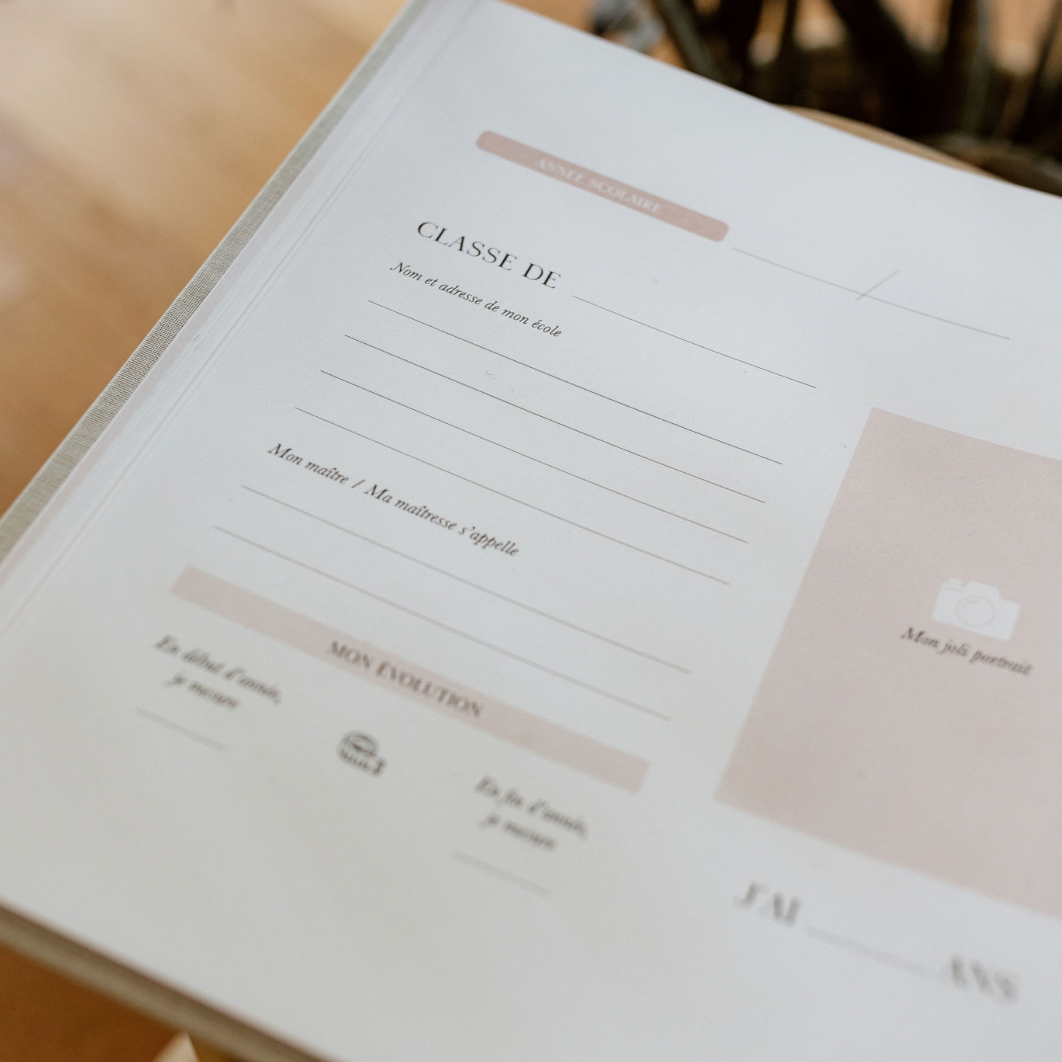 Livre Souvenirs d'école en lin (8 périodes scolaires)